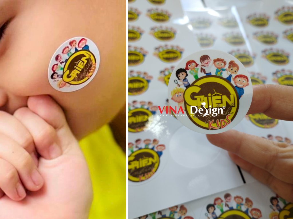 In sticker dán má logo câu lạc bộ tiếng Anh - Ghiền English Kids - VND104