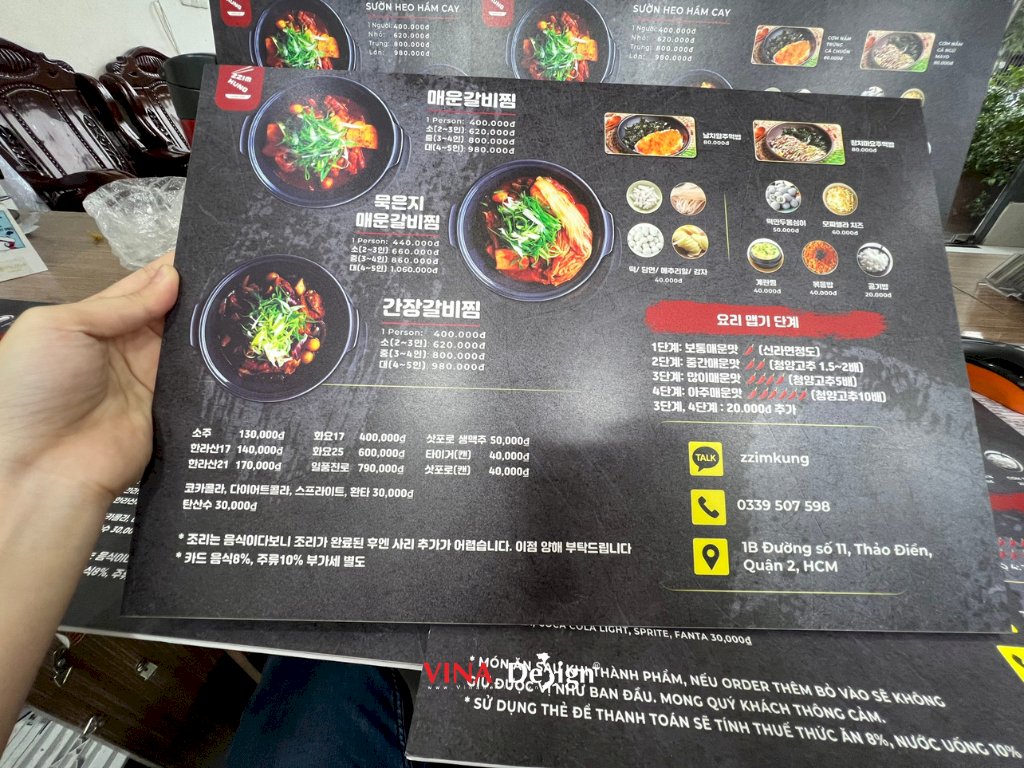 In menu song ngữ Việt Hàn, menu quán ăn Hàn Quốc Korean Food - VND387