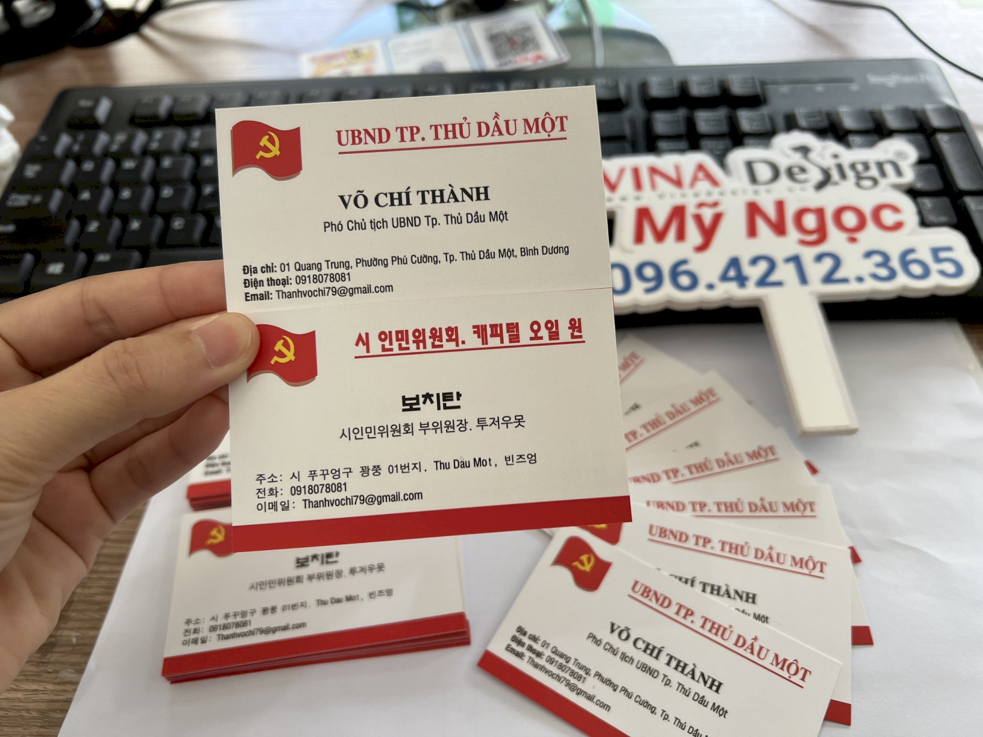 In name card song ngữ Việt Hàn, card Phó Chủ tịch UBND, mặt trước tiếng ...