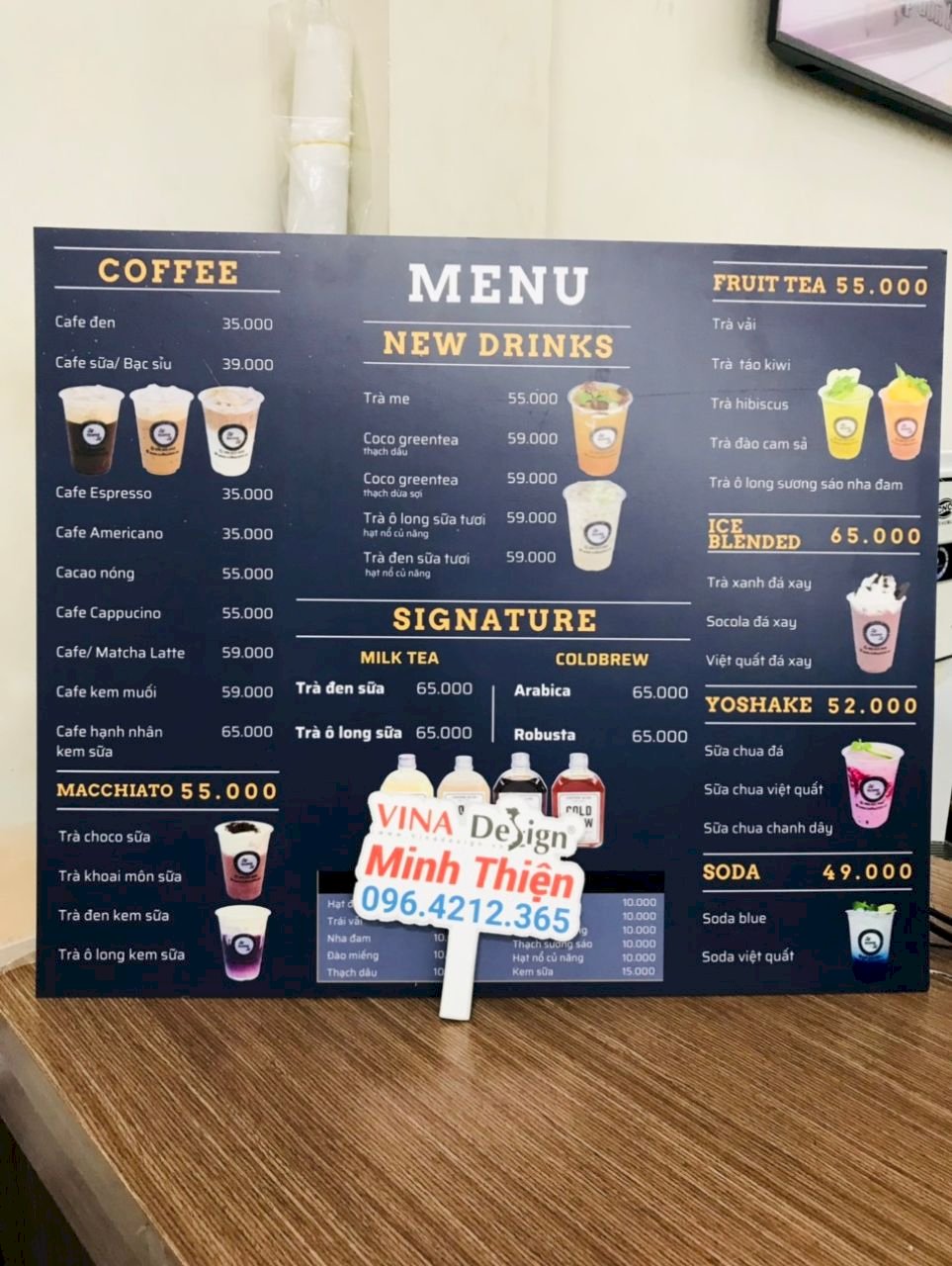 In menu treo tường in trên chất liệu formex cho quán cà phê, in menu ...