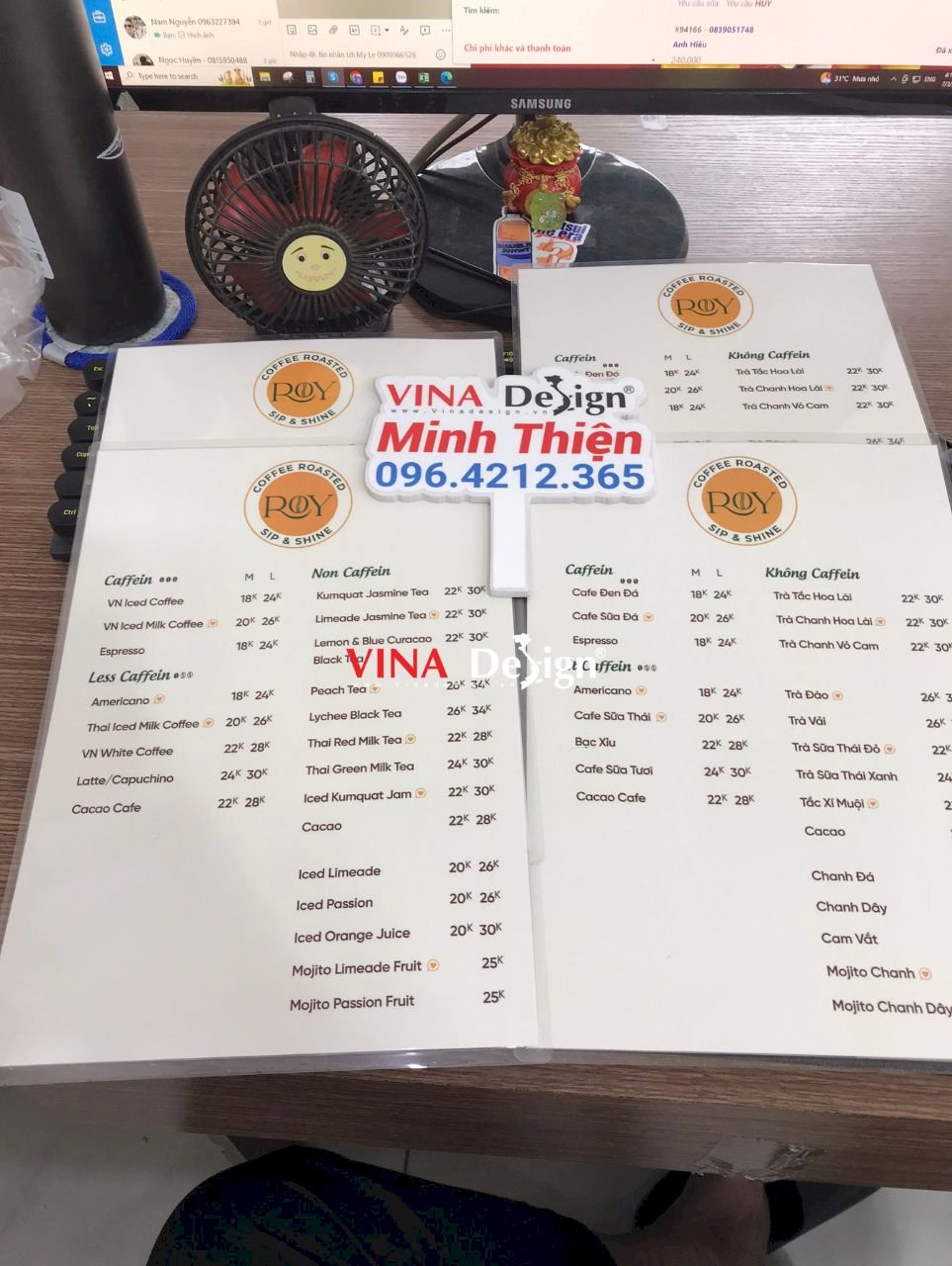 Làm menu ép plastic quán coffee, thực đơn ép nhựa plastic khổ A4, in 1 ...