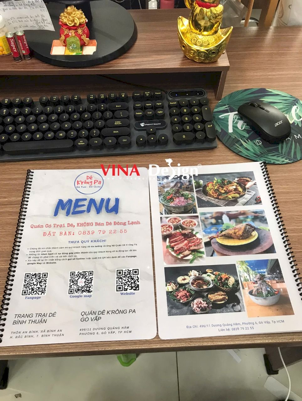 In menu quán thịt dê, menu nhựa chống nước, gáy lò xo dễ lật mở từng ...