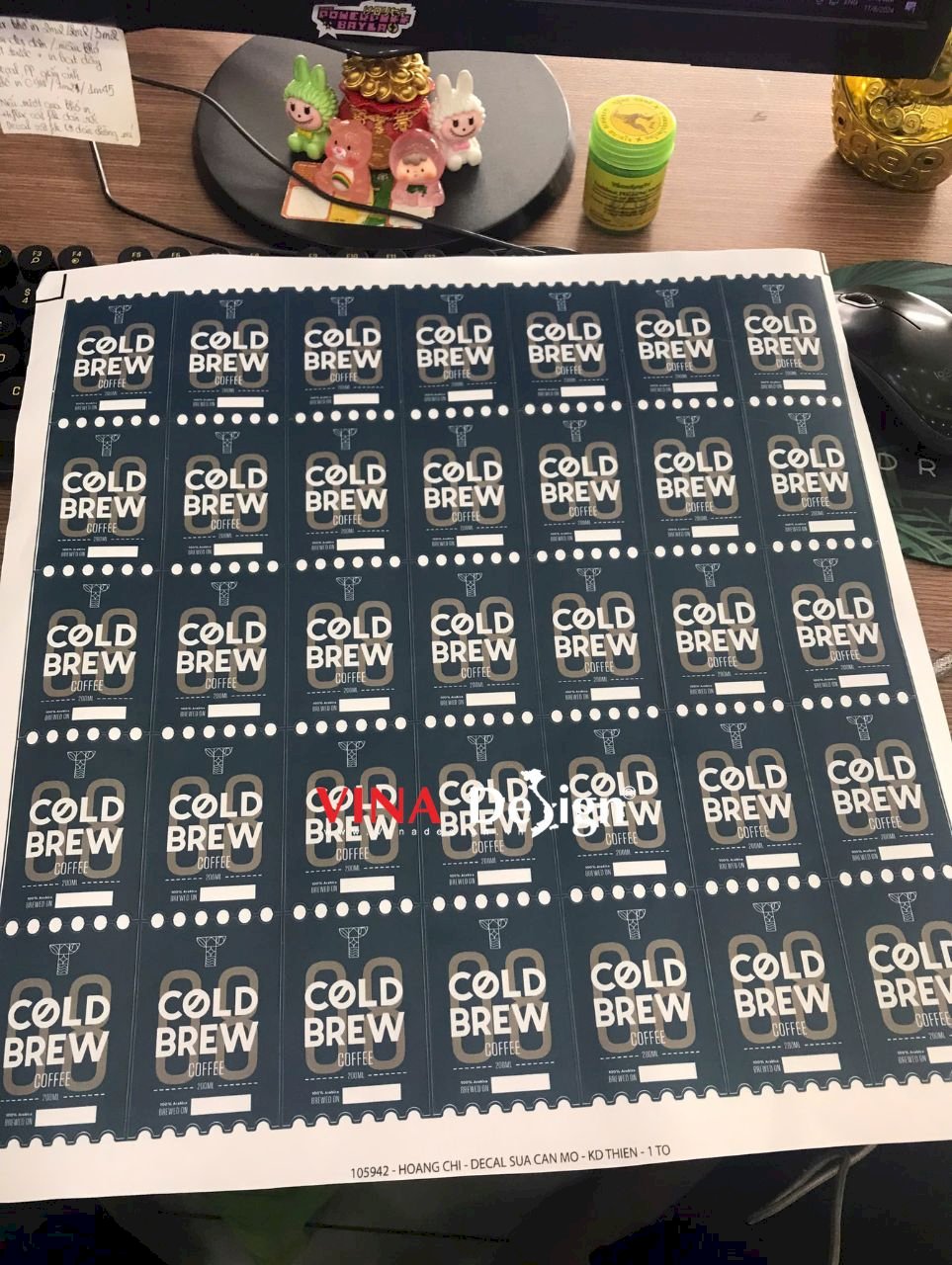 In tem nhãn dán chai cà phê Cold Brew 200ml, tem Decal sữa cán màng mờ ...