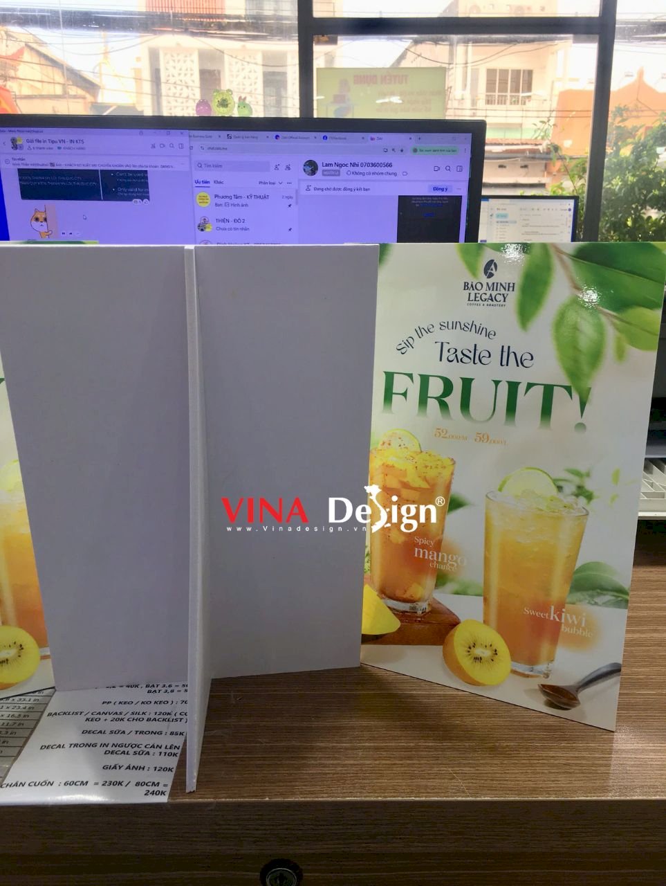 Làm standee format để bàn giới thiệu thức uống trà trái cây cho quán ...