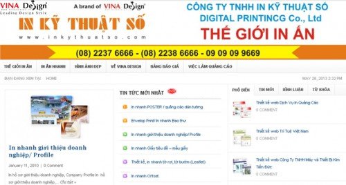Thiết kế website Thế Giới In Ấn - www.Thegioiinan.com.vn